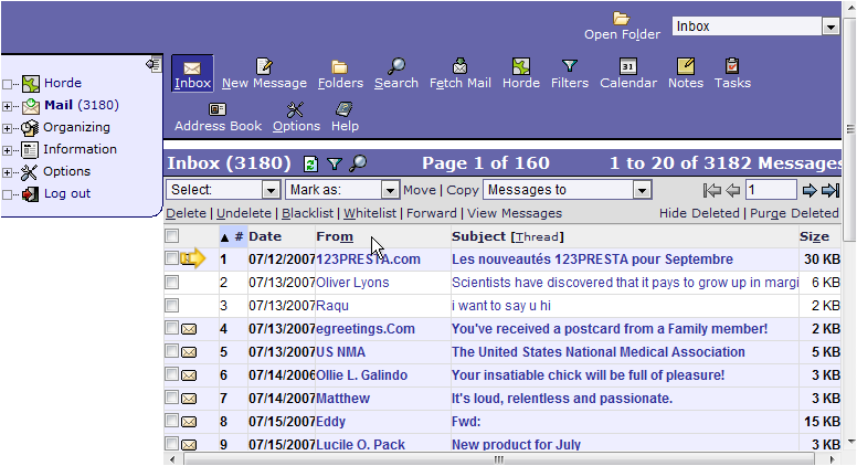 How to open an email message in Horde - Kualo Limited