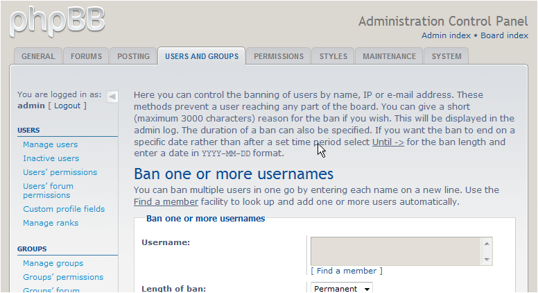 How to ban users in phpBB - Kualo Limited