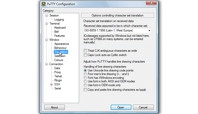 How to change character settings in Putty - Kualo Limited