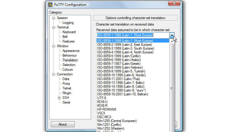 How to change character settings in Putty - Kualo Limited