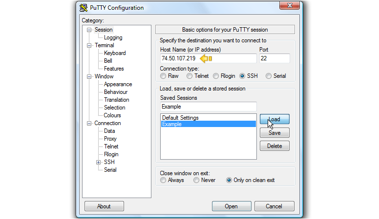 How to load, save or delete server connection settings in Putty - Kualo ...