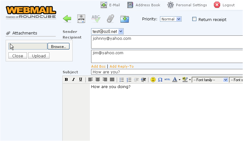 How to write an email message in RoundCube - Kualo Limited