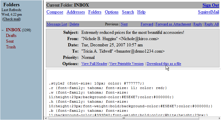 How to open an email message in SquirrelMail - Kualo Limited