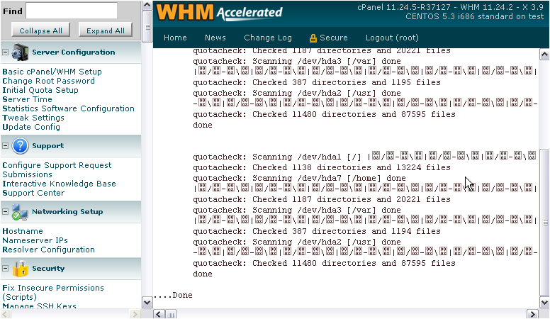 How to use Initial Quota Setup to enable disk quotas in WHM - Kualo Limited